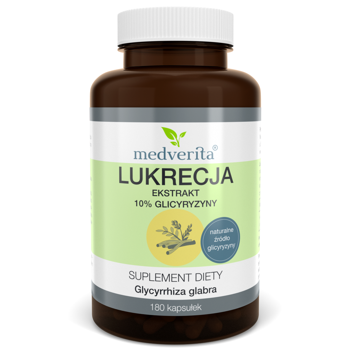 Lukrecja ekstrakt 10% glicyryzyny - 180 kapsułek Medverita - suplementy ...